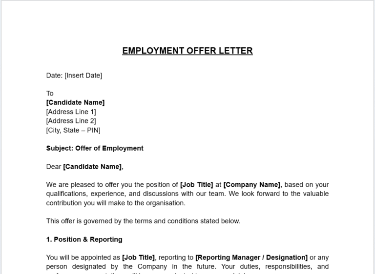 Employment Offer Letter Template (Editable Word Format) | IPROFAZ ...
