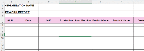 Rework Report Excel Template for Manufacturing | iProfaz